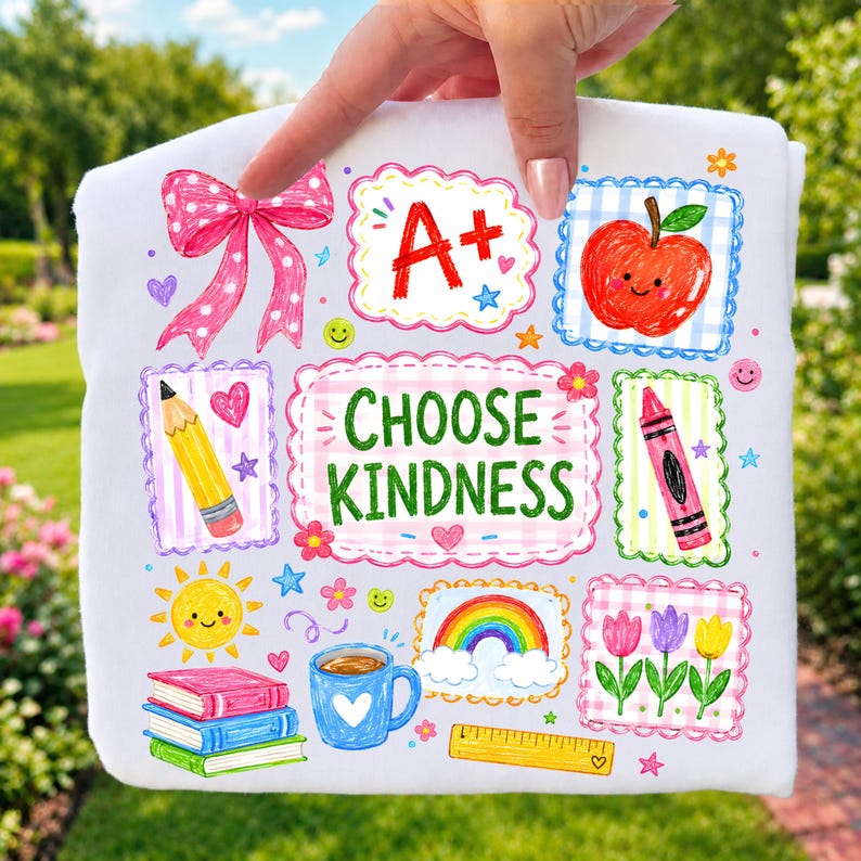 Back to School Png Choose Kindness Teacher Png Coquette Doodle, Teacher ...