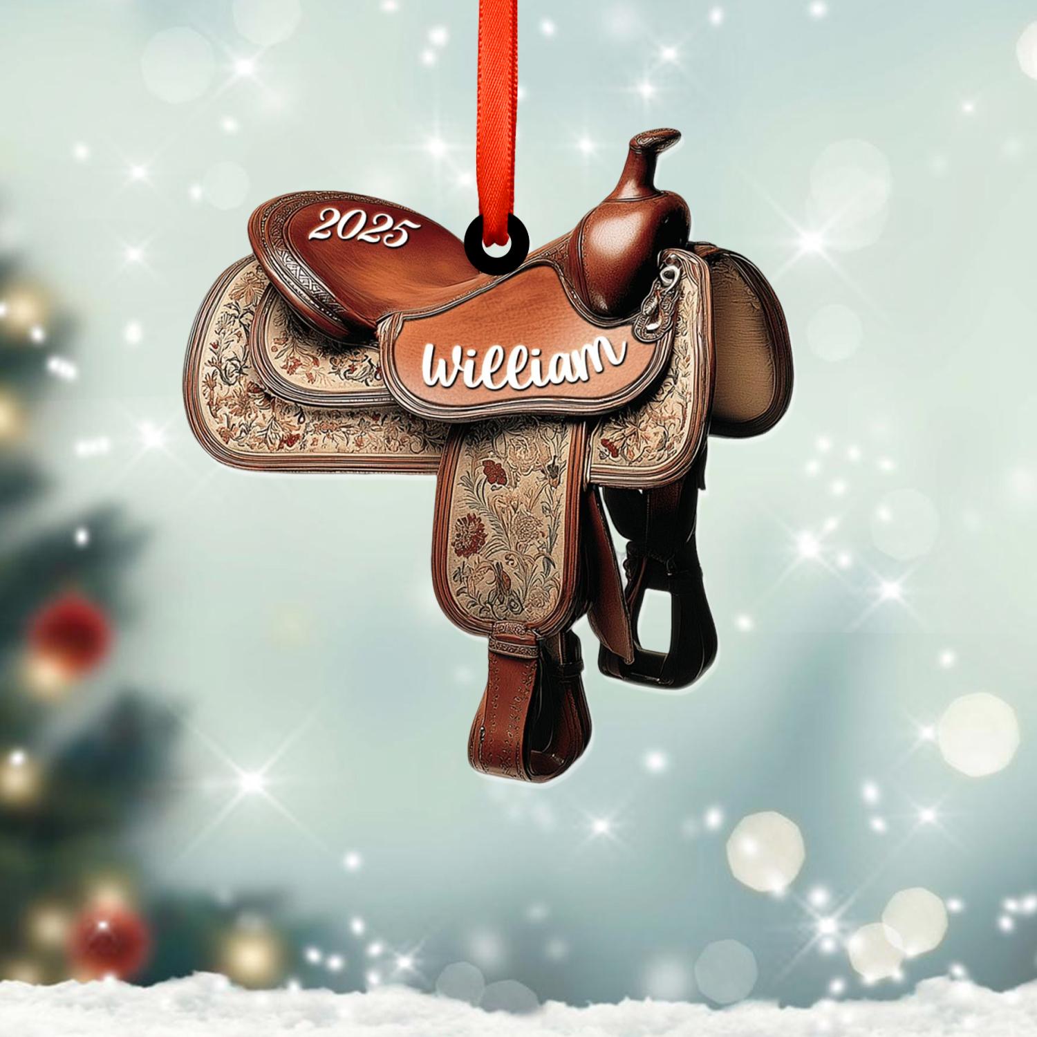 Personalized Western Saddle Ornament, Tree Hanging Decor, Horse Saddle ...