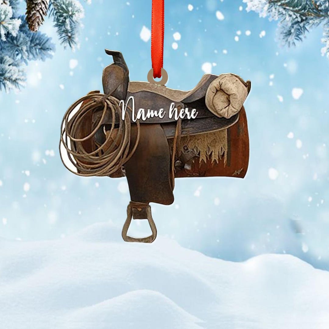 Personalized Western Saddle Ornament, Tree Hanging Decor, Horse Saddle ...