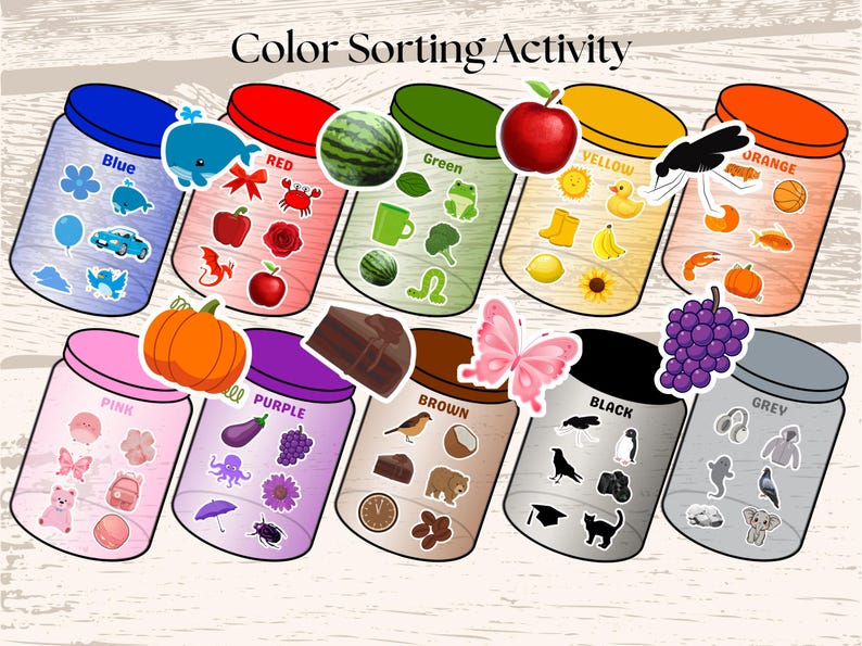 Color Sorting Activity Template Color Matching Jars Kids Color Matching ...