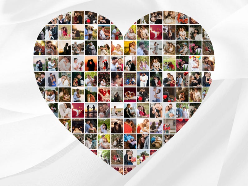 Heart Photo Collage Frame Template | Custom Love Memory Picture | Easy ...