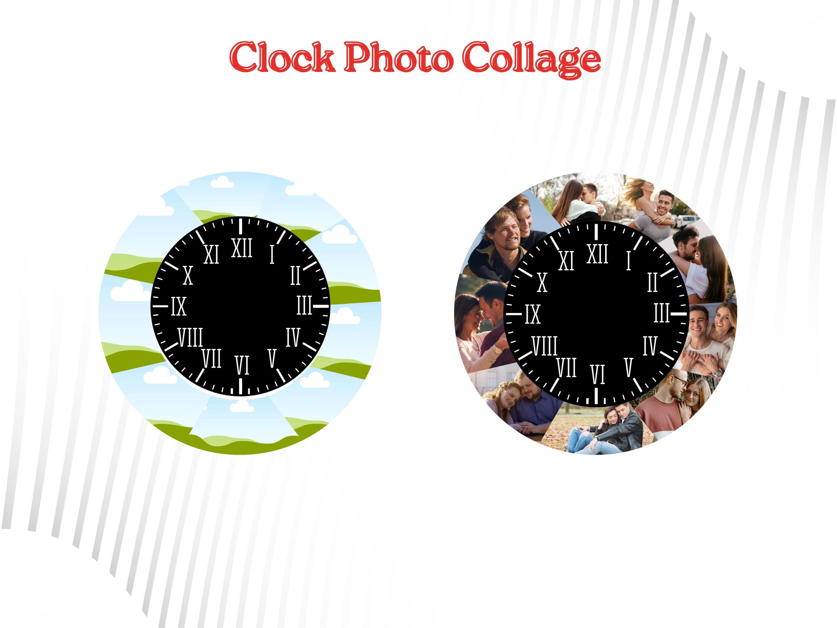 Clock Photo Collage Template, Editable Wall Clock Design, 24 Photo ...
