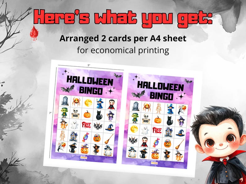 Halloween Bingo Game | 40 Unique Cards, Kids Party (digital PDF) - Etsy