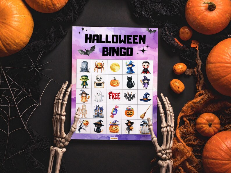 Halloween Bingo Game | 40 Unique Cards, Kids Party (digital PDF) - Etsy