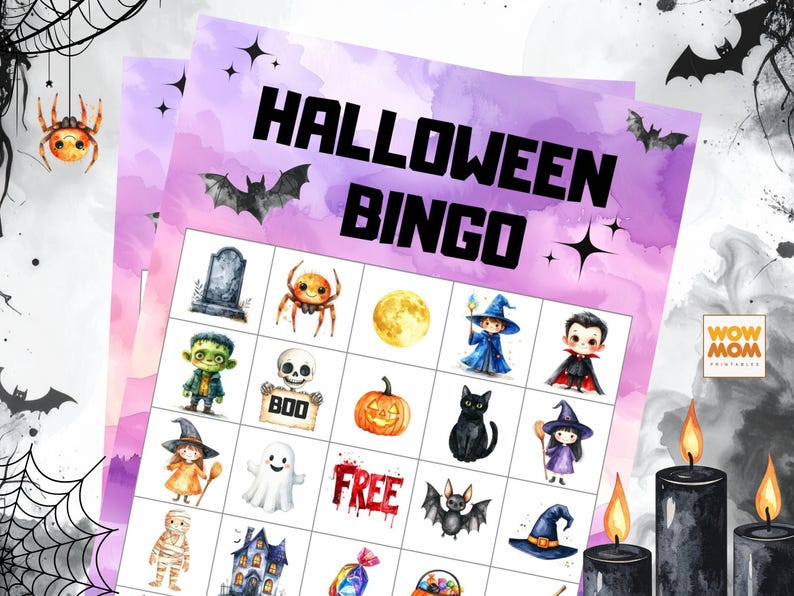 Halloween Bingo Game | 40 Unique Cards, Kids Party (digital PDF) - Etsy