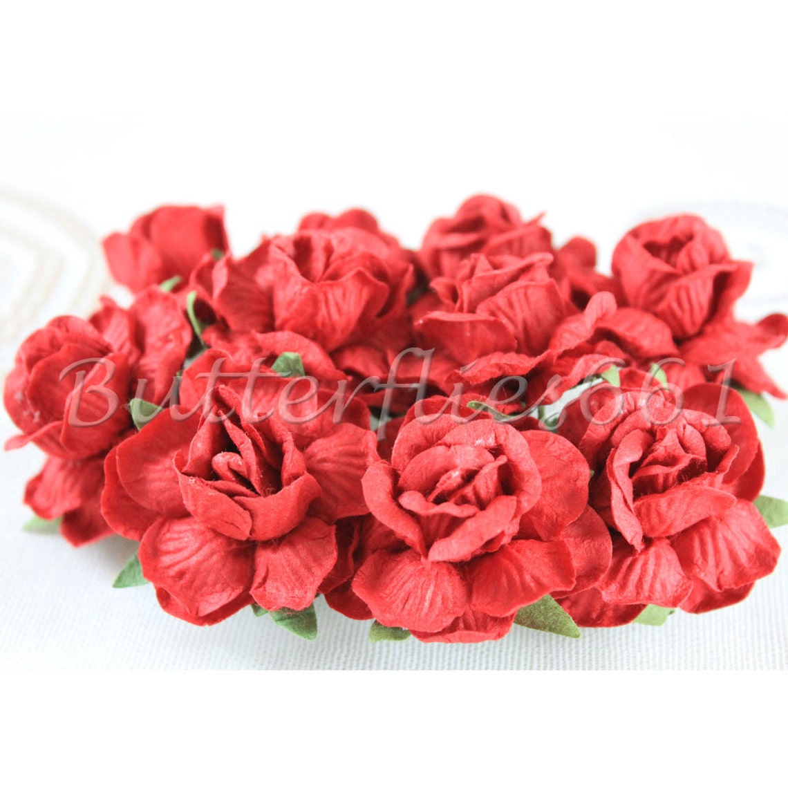 10 Red Handmade Mulberry Paper Flowers Wedding Scrapbooking | Etsy