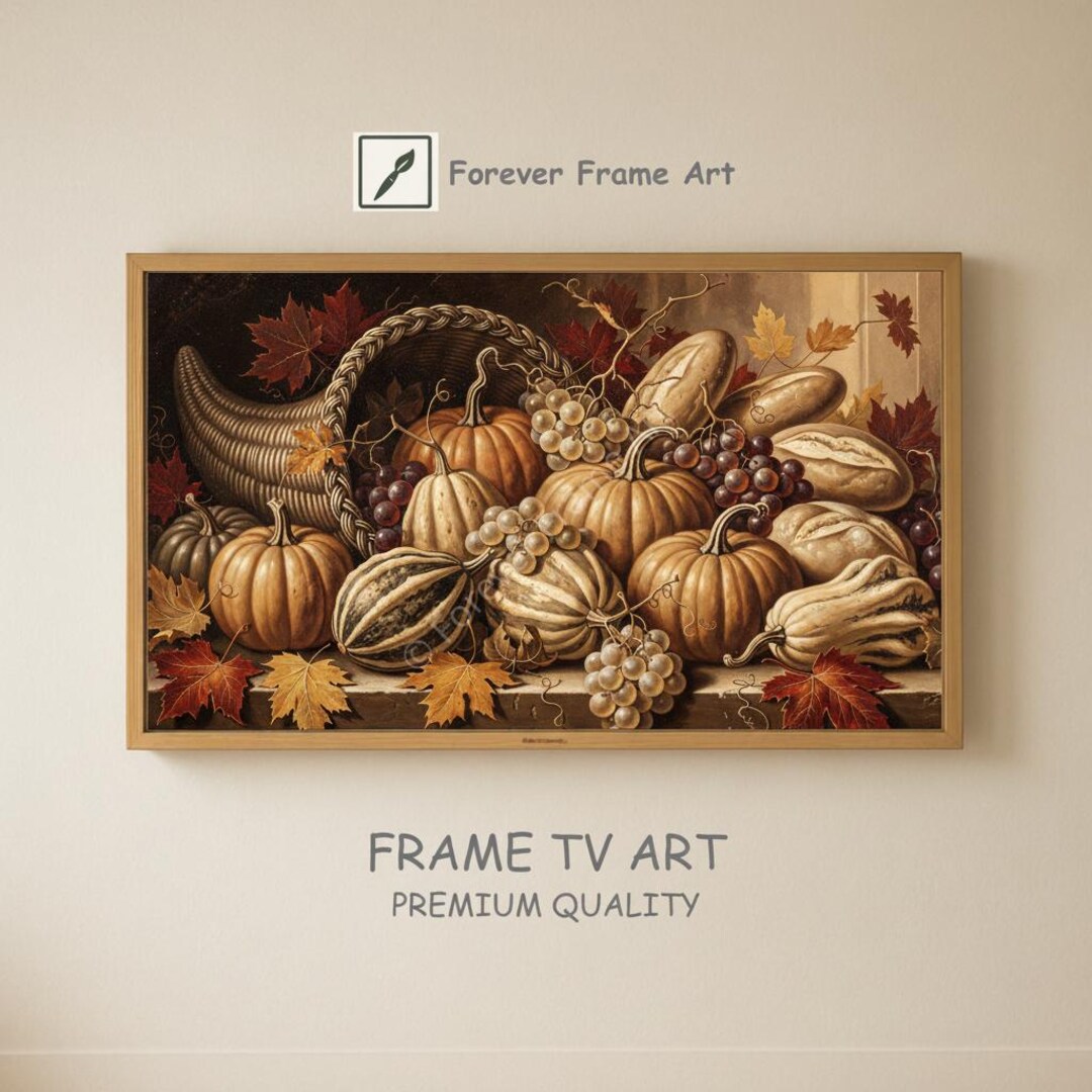 Thanksgiving Cornucopia Still Life Pumpkin Gourd Harvest Samsung Frame ...