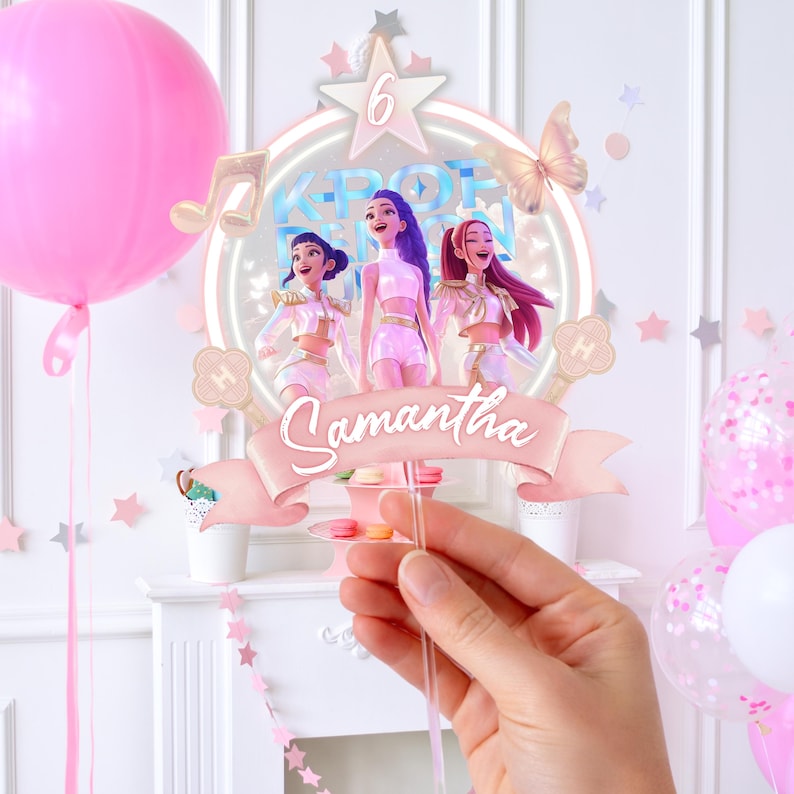 Editable Kpop Demon Hunters Cake Topper, Huntrix Party Decoration ...