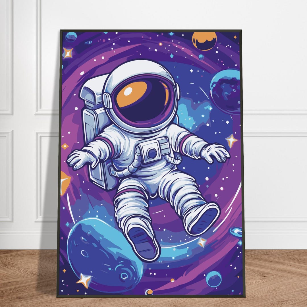Cosmic Astronaut Illustration: Vertical Space Art Print - Digital Art ...