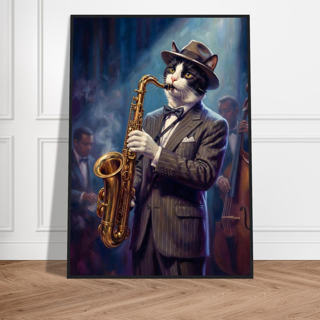 Jazz Cat Saxophone Print, Victorian Style Animal Art (digital Download ...