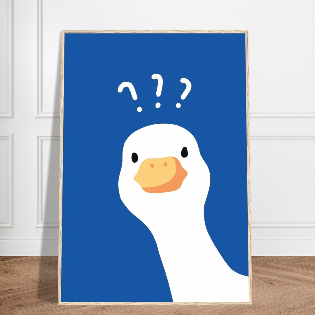 Charming Illustrated Duck Portrait - Minimal Poster | Eco-friendly Wall ...