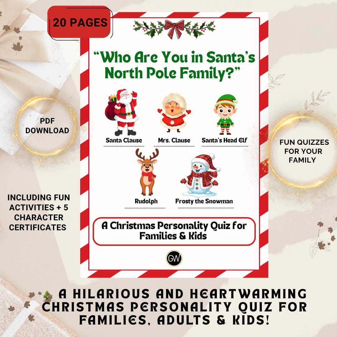 Christmas Personality Quiz: Santa's North Pole Family (printable) - Etsy