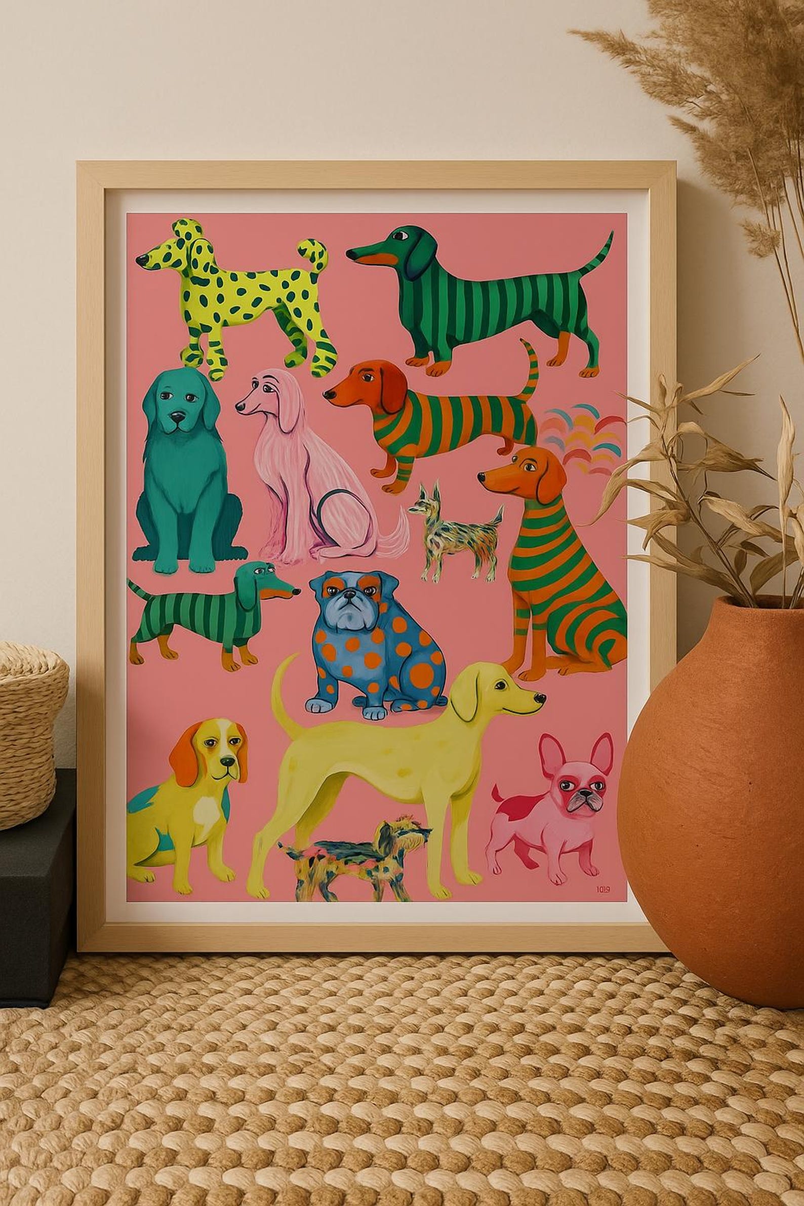 Colourful Dog Wall Art, Playful Printable Pop Art Animal Poster, Pet ...
