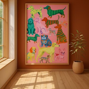 Colourful Dog Wall Art, Playful Printable Pop Art Animal Poster, Pet ...