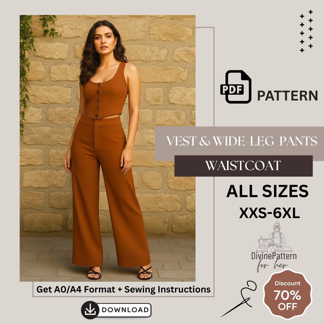 U Neck Vest | Wide Leg Trousers | Sewing Pattern PDF Digital Download ...