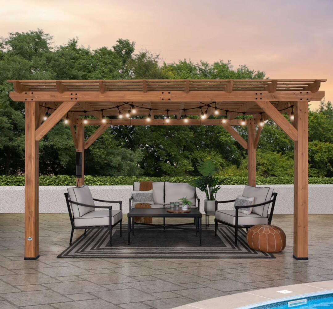 Backyard Entdeckung 14 x 10 Delray Cedar Pergola mit PowerPort ...