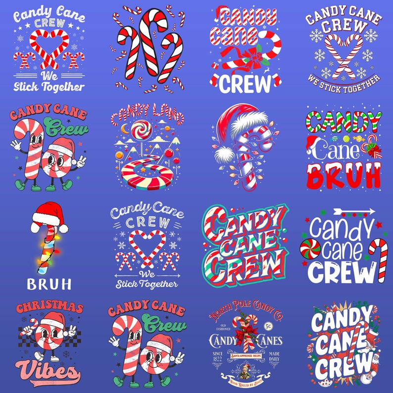 Candy Cane Crew PNG, Funny Christmas Family Matching Lights Shirt ...