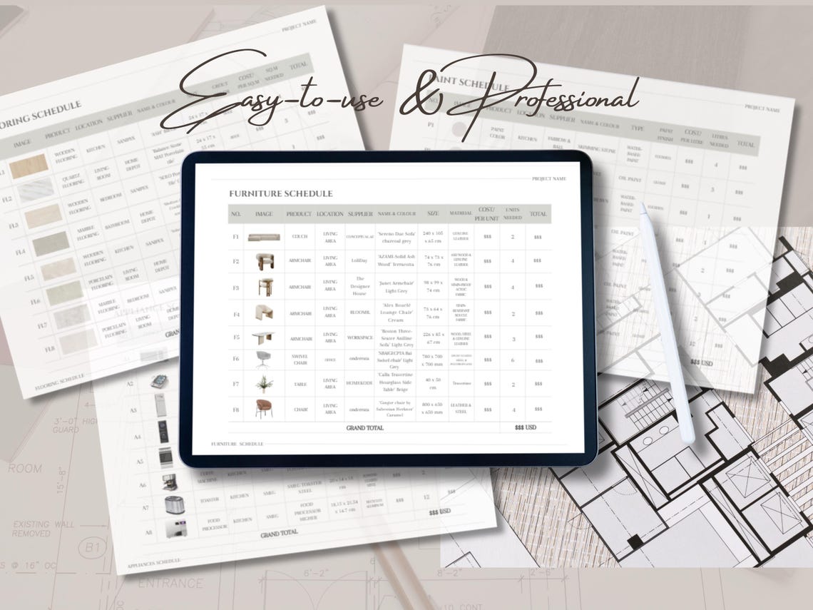 Forma Editable FFE Schedule Template: Interior Design Specification ...