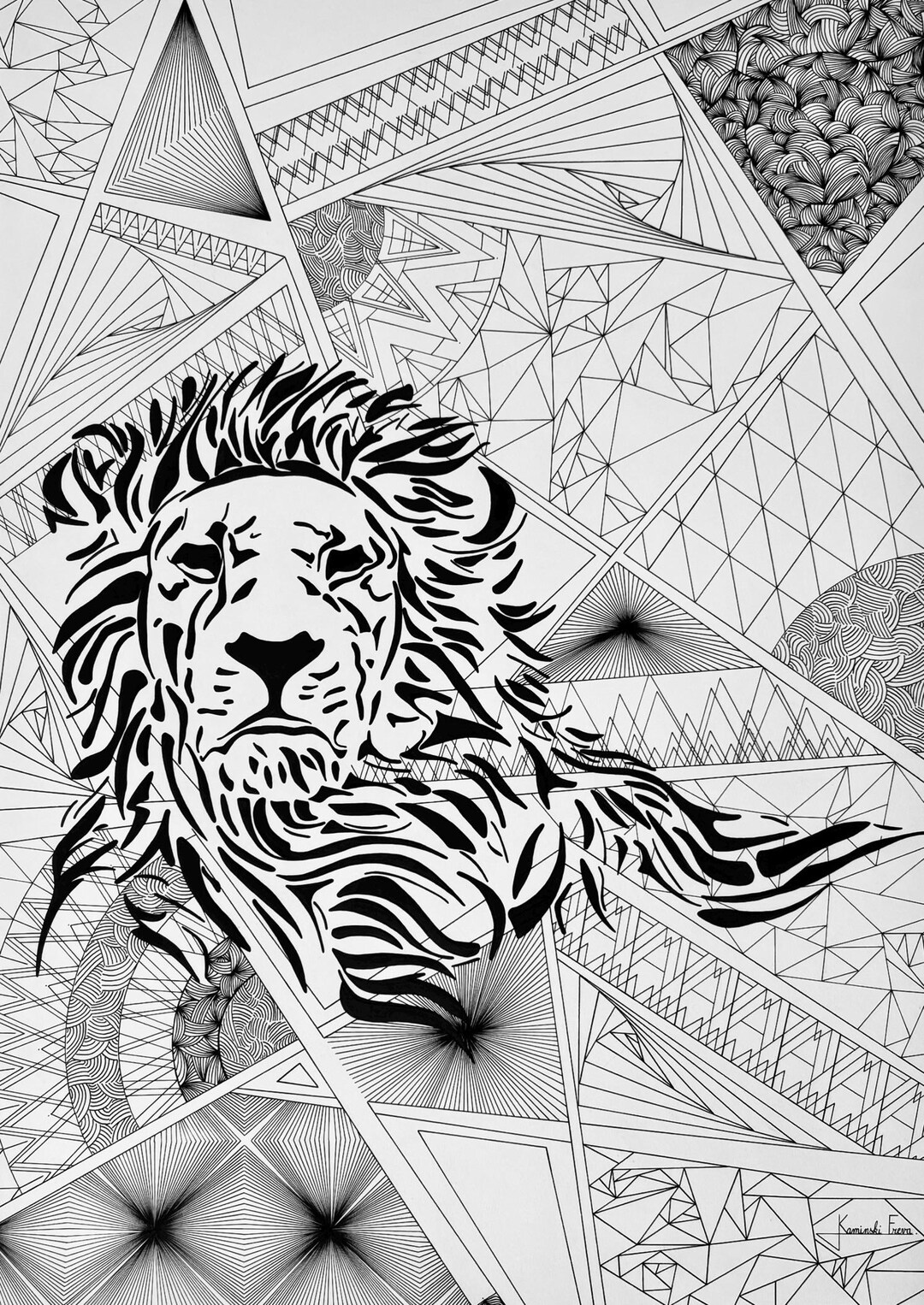 Lion Zentangle Poster - Instant Download - Unique Art Print ...