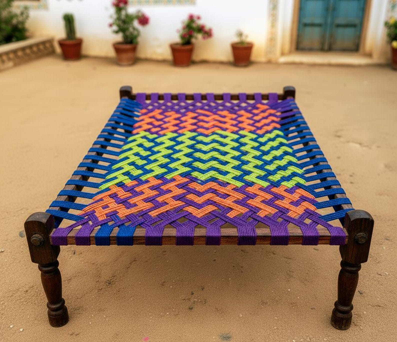 Handwoven Indian Charpai Bed | Multicolor Boho Daybed - Etsy
