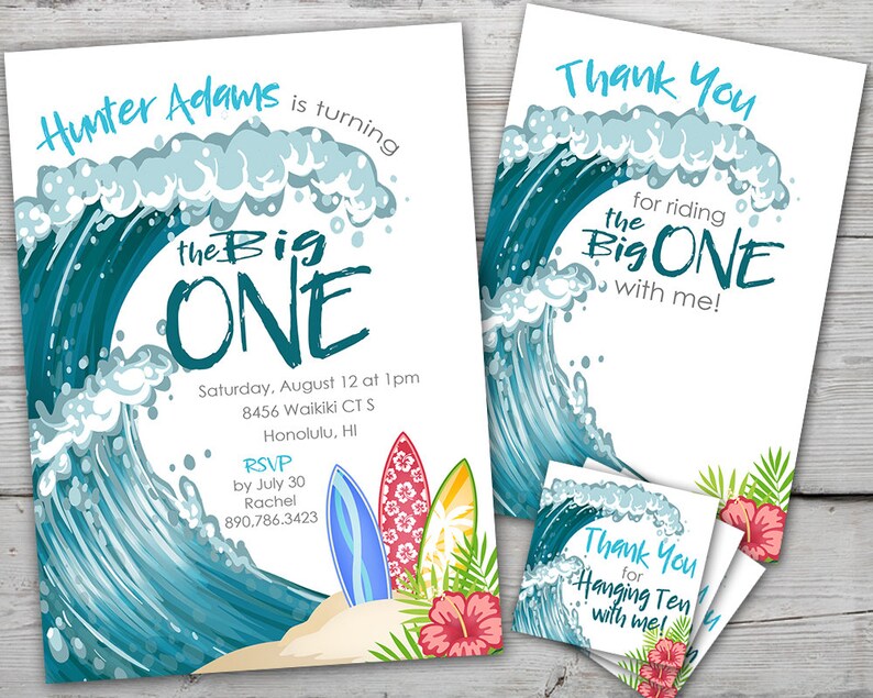Surf Birthday Invitation for a Surf Birthday Party Surfing - Etsy