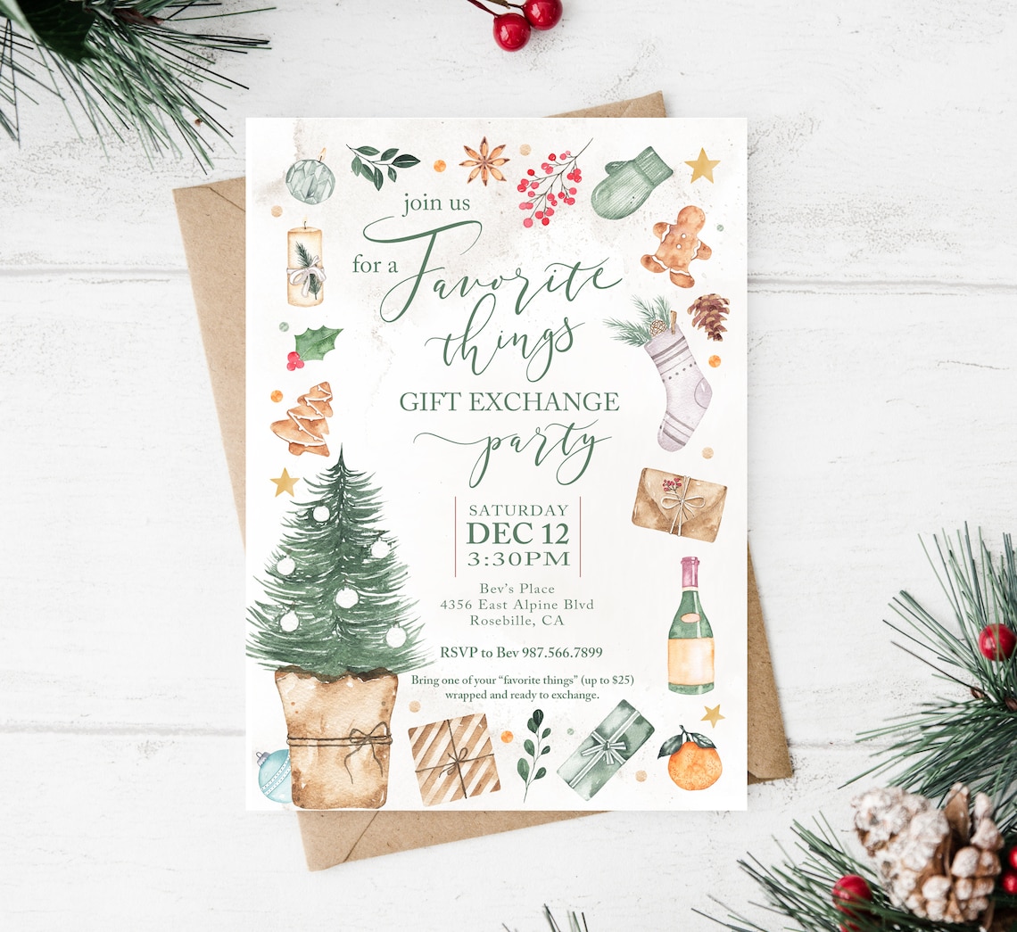 Favorite Things Gift Exchange Invitation for Christmas Party - Etsy