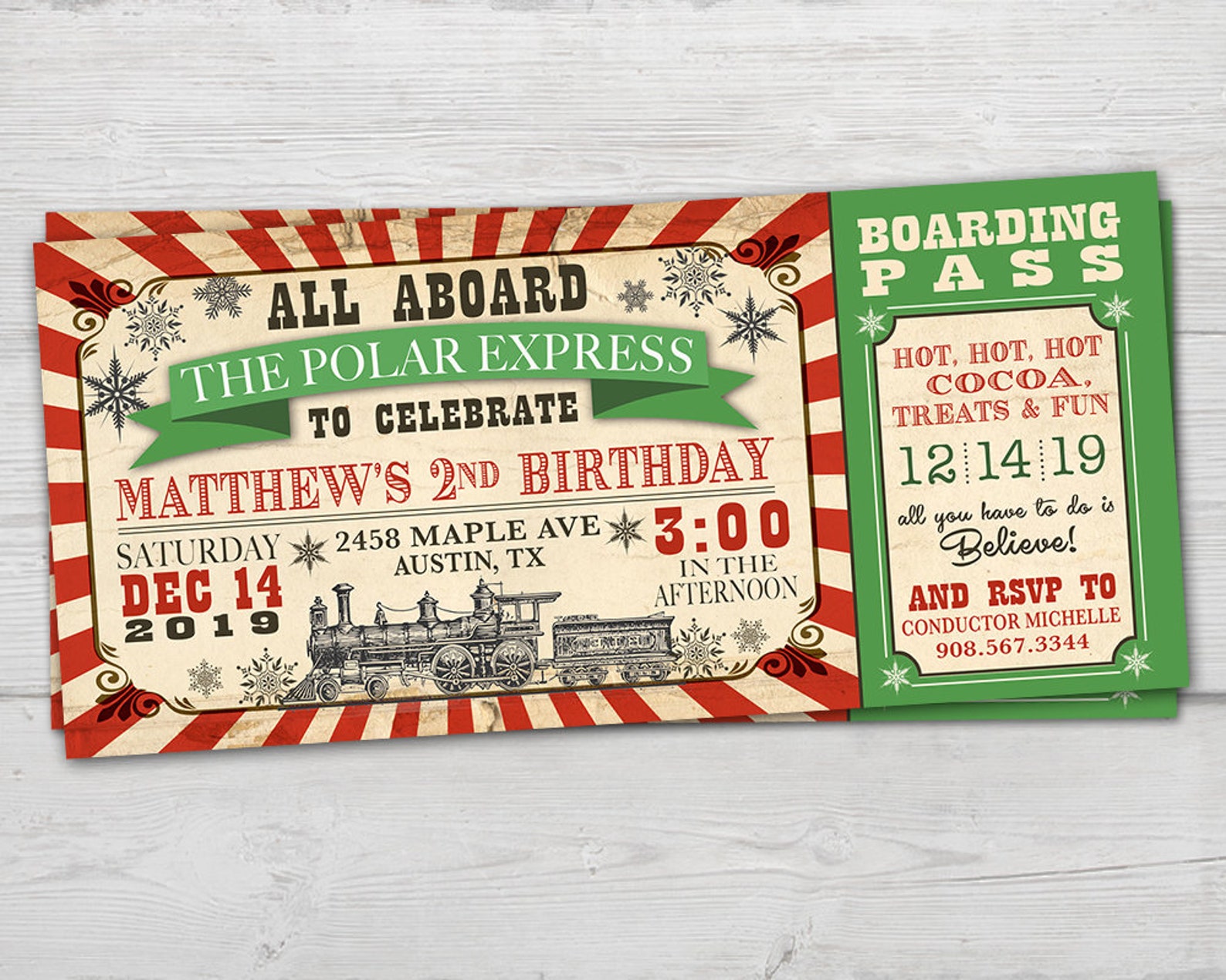 Polar Express Birthday Invitation Polar Express Invitation - Etsy