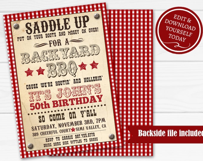 Western Birthday Invitation for a Western Birthday Party | Adult ...