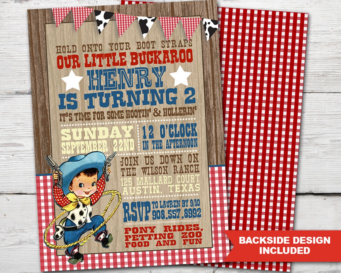 Cowboy Birthday Invitation for a Cowboy Birthday Party Cowboy - Etsy