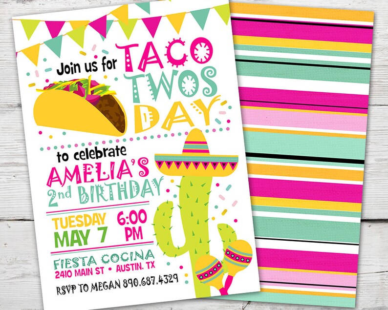 Taco Twosday Invitation Taco Twosday Party Taco Tuesday | Etsy