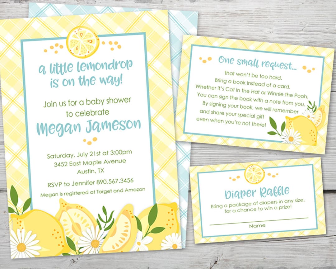 Lemon Baby Shower Invitation Set for a Lemon Baby Shower With Lemon ...