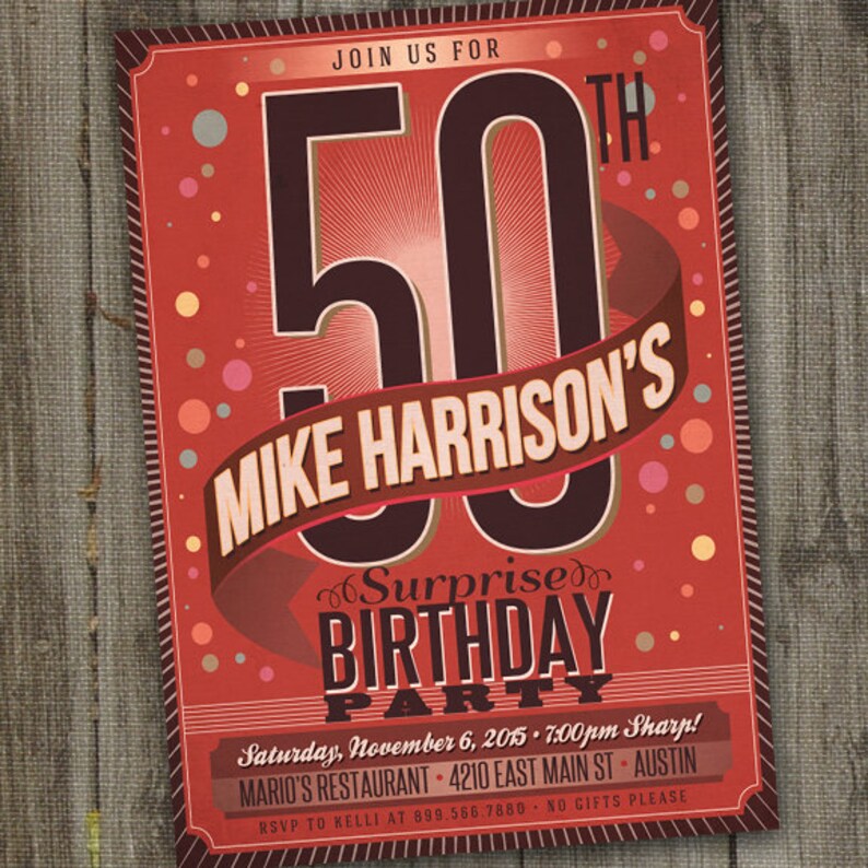 Adult Birthday Invitation Printable Surprise Birthday Etsy