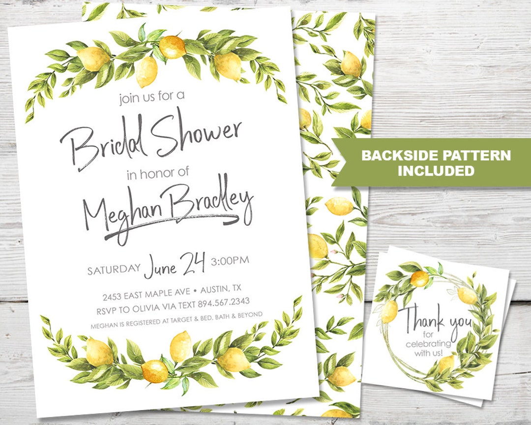 Lemon Bridal Shower Invitation, Lemon Bridal Shower, Lemon Bridal ...
