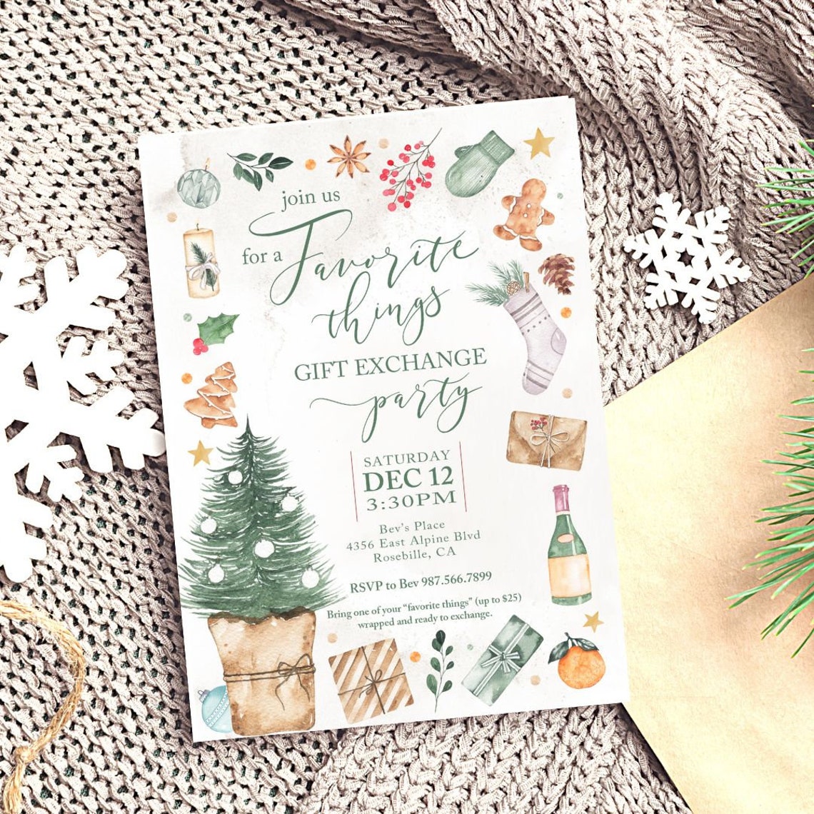 Favorite Things Gift Exchange Invitation for Christmas Party - Etsy