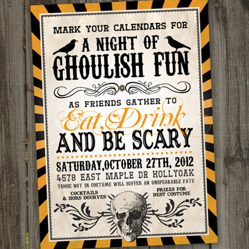 Adult Halloween Party Invitations Halloween Invitation Etsy