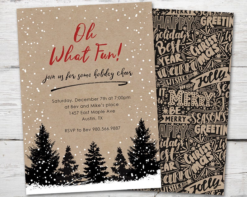 Snowy Christmas Party Invitations PRINTABLE, Oh What Fun Holiday ...