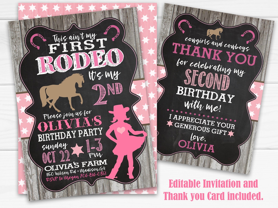 Not My First Rodeo Birthday Invitation Set Editable, First Rodeo ...
