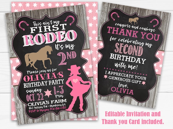 Not My First Rodeo Birthday Invitation Set Editable First - Etsy