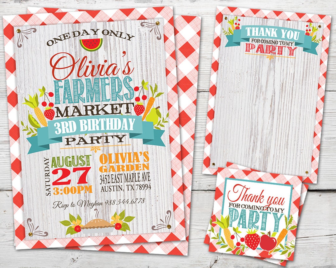Farmers Market Birthday Invitation, Farmer Market Invite, Farmer Market ...