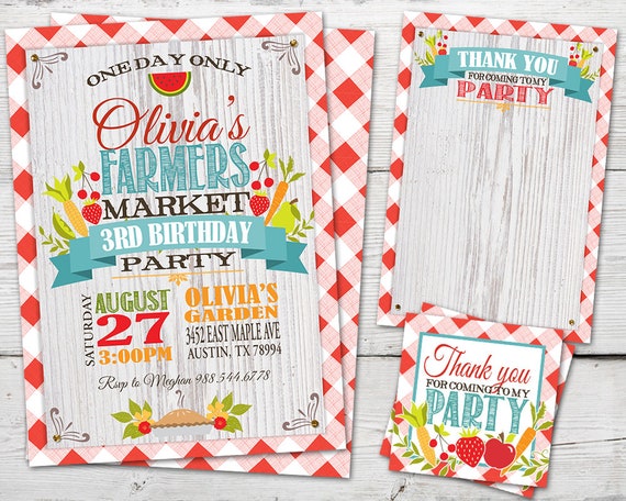 Farmers Market Birthday Invitation for a Farmers Market Party theme ...