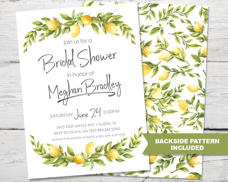 Lemon Bridal Shower Invitation, Lemon Bridal Shower, Lemon Bridal ...
