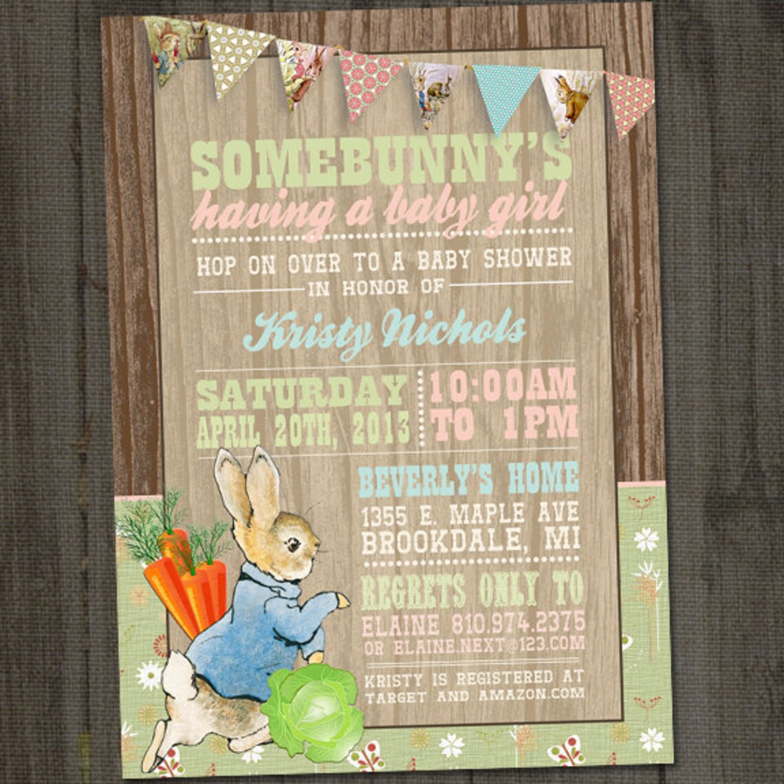 Peter Rabbit Invitation Peter Rabbit Baby Shower Bunny Baby - Etsy