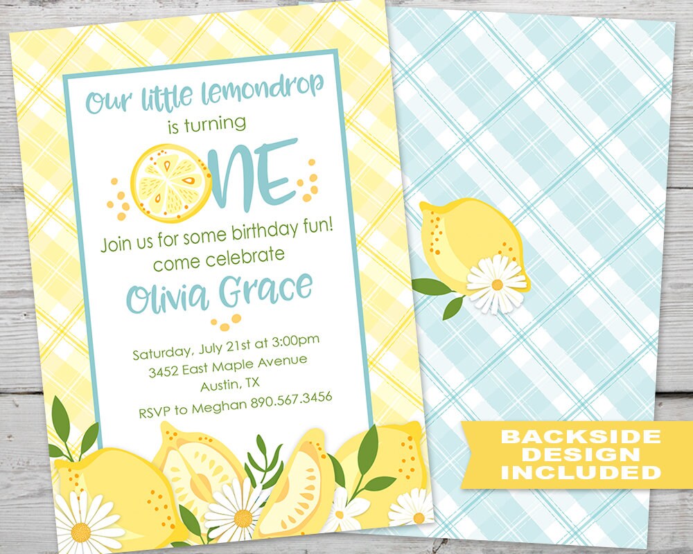 Lemon First Birthday Invitations Lemon First Birthday Lemon | Etsy