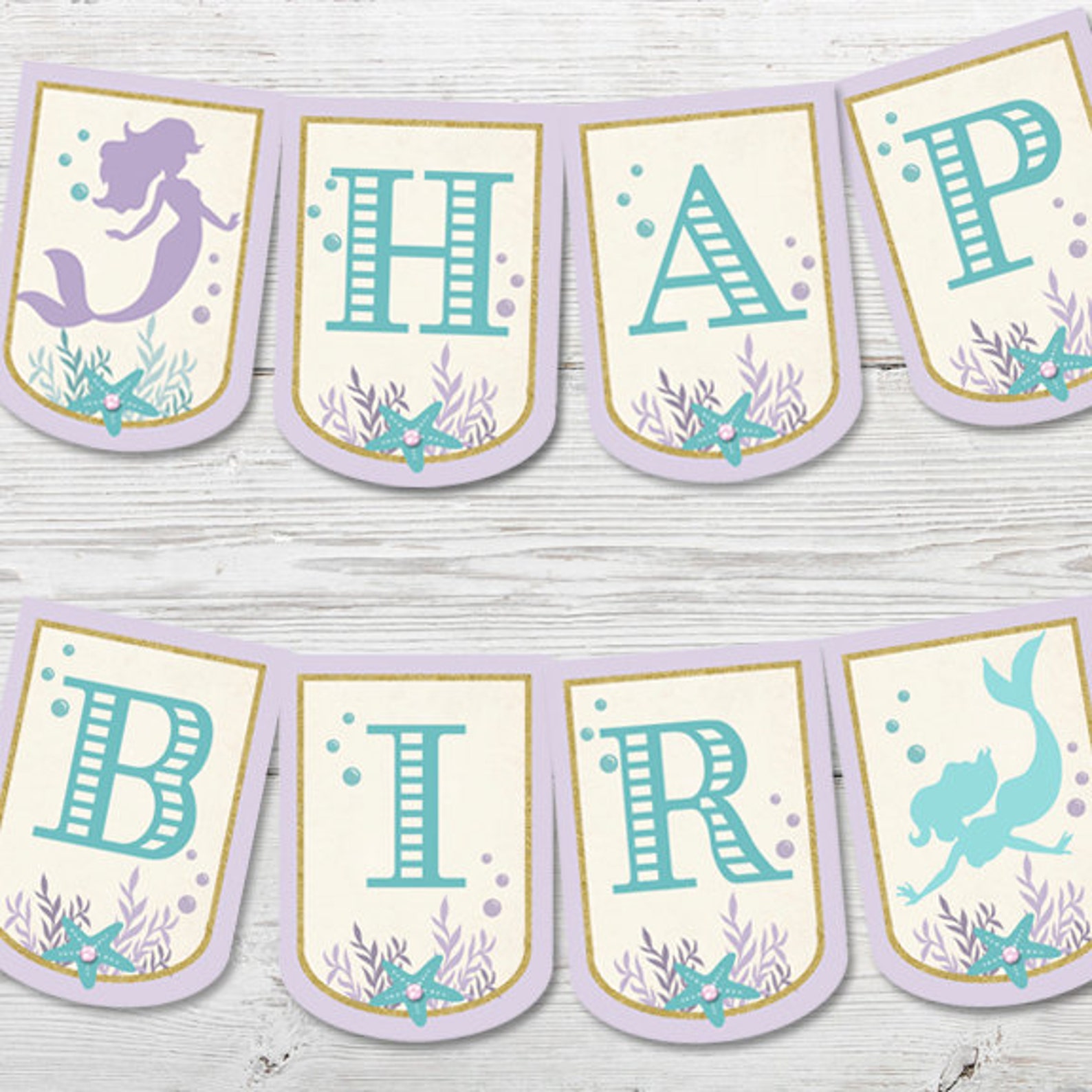 Mermaid Birthday Banner PRINTABLE Mermaid Party Decoration - Etsy
