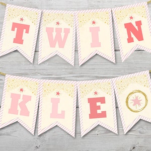 Twinkle Twinkle Little Star Birthday Pendant Banner PRINTABLE, Twinkle ...