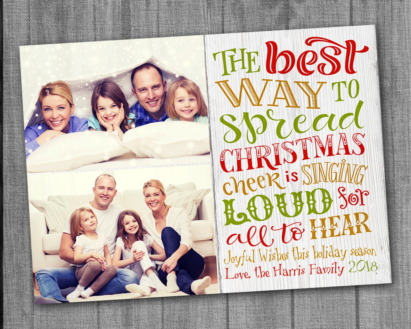 Family Photo Christmas Card Modern Christmas Photo Card, Family Photo ...