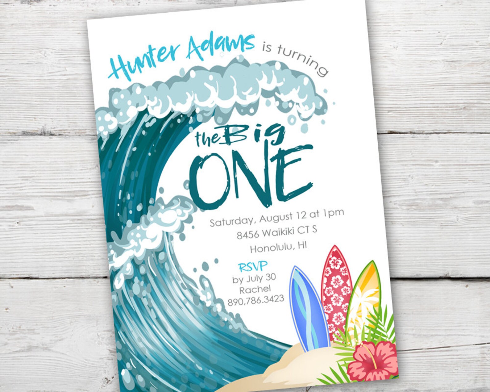 Surf Birthday Invitation for a Surf Birthday Party, Surfing Birthday ...