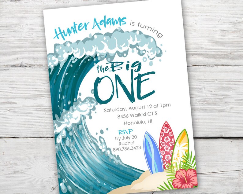 Surf Birthday Invitation for a Surf Birthday Party Surfing - Etsy