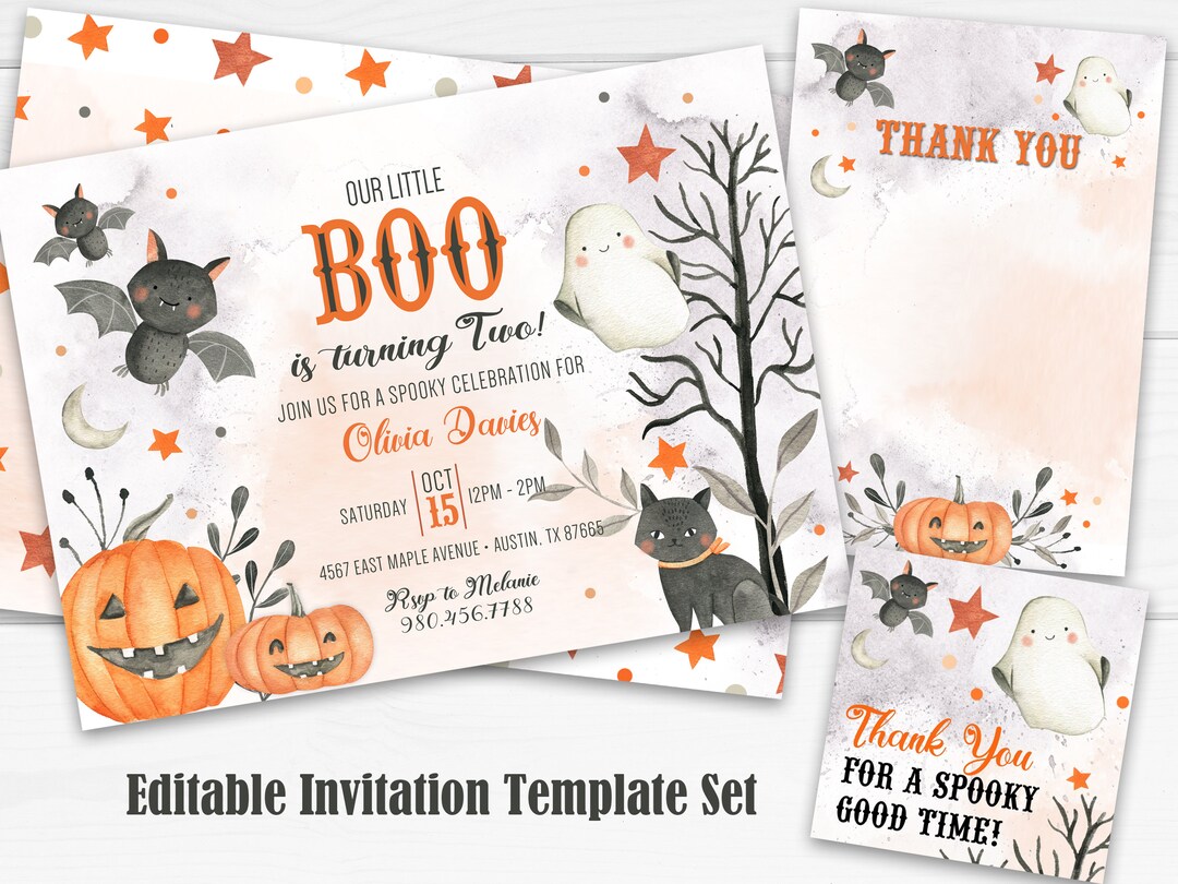 Our Little Boo is Turning Two Birthday Invitation Set, Little Boo ...