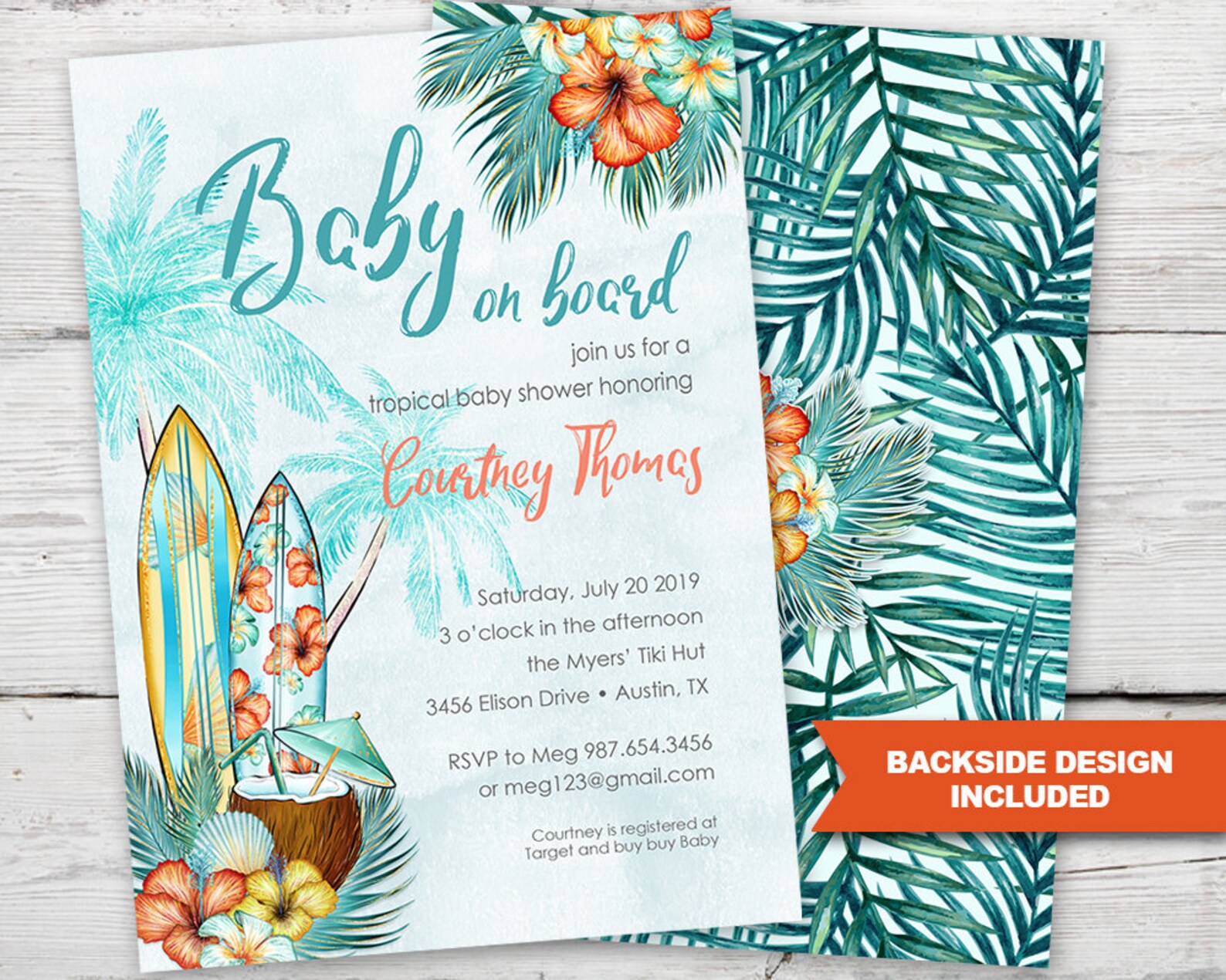 Surfing Baby Shower Invitation Surf Baby Shower Invitation | Etsy